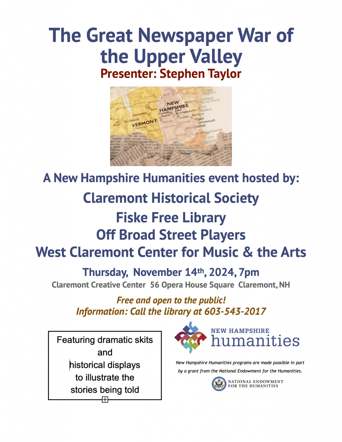 *Community Event* The Great Newspaper War of the Upper Valley with the ...